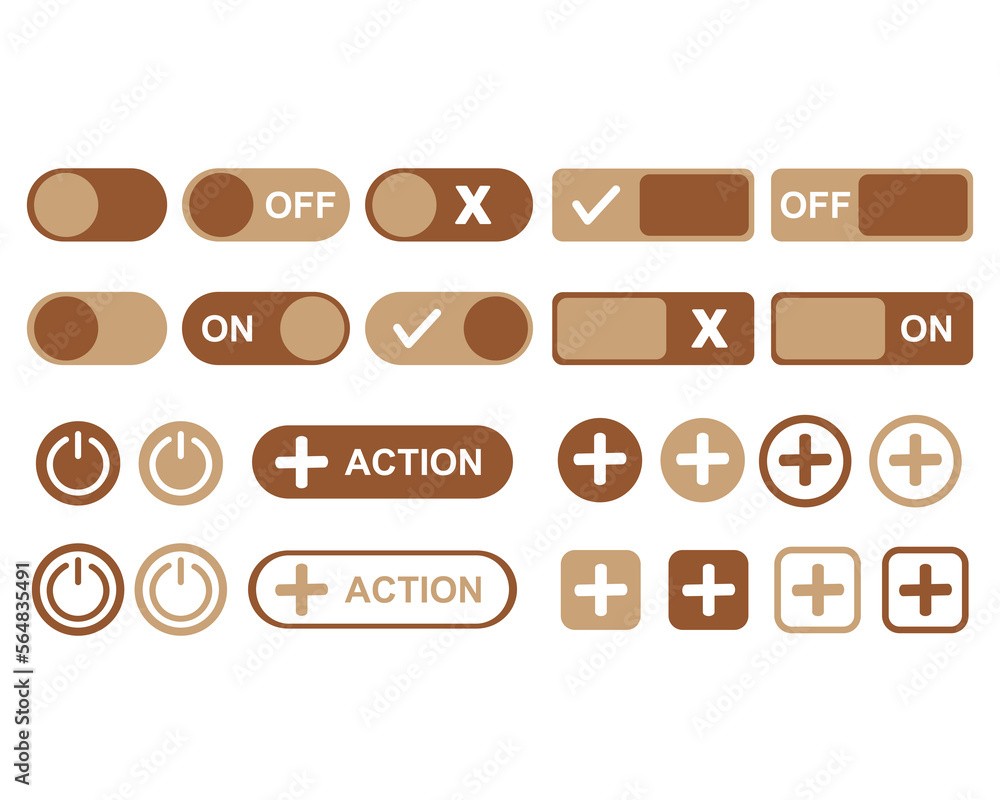 Set of brown coffee icons for UI UX Design on transparent background ...