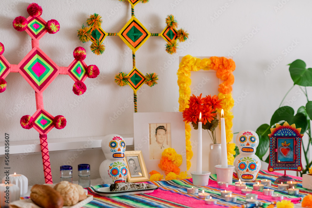 Mexican domestic altar of deceased relatives still life Stock Photo ...