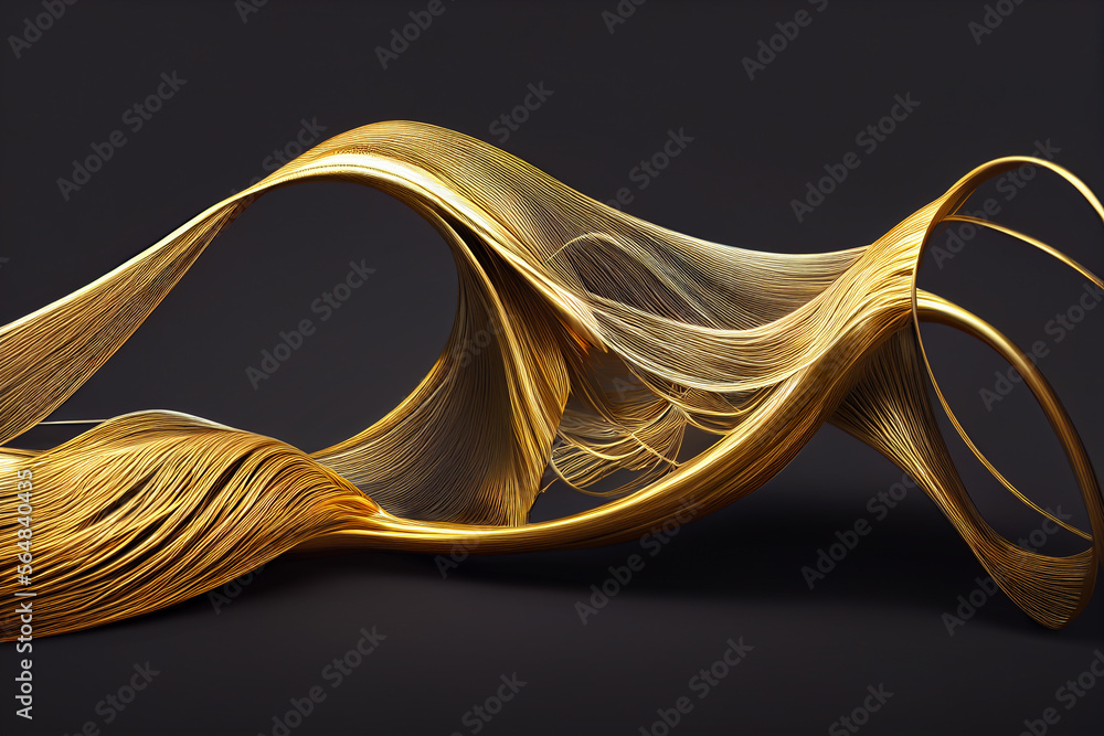 Abstract gold wire dynamic streamline illustration Generative AI ...