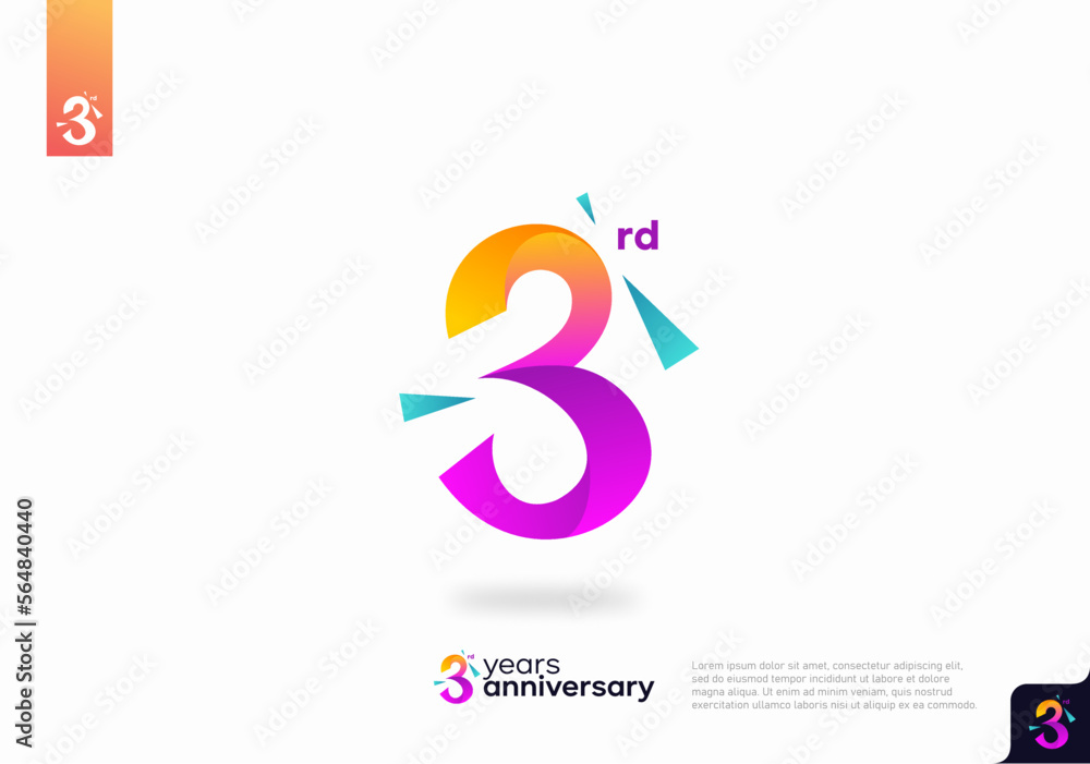 Number 3 logo icon design, 3rd birthday logo number, anniversary 3 ...