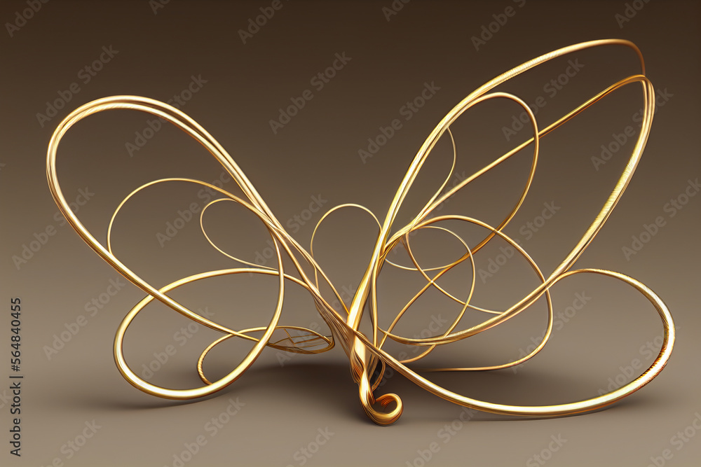 Abstract gold wire dynamic streamline illustration Generative AI ...