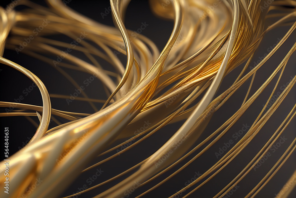 Abstract gold wire dynamic streamline illustration Generative AI ...