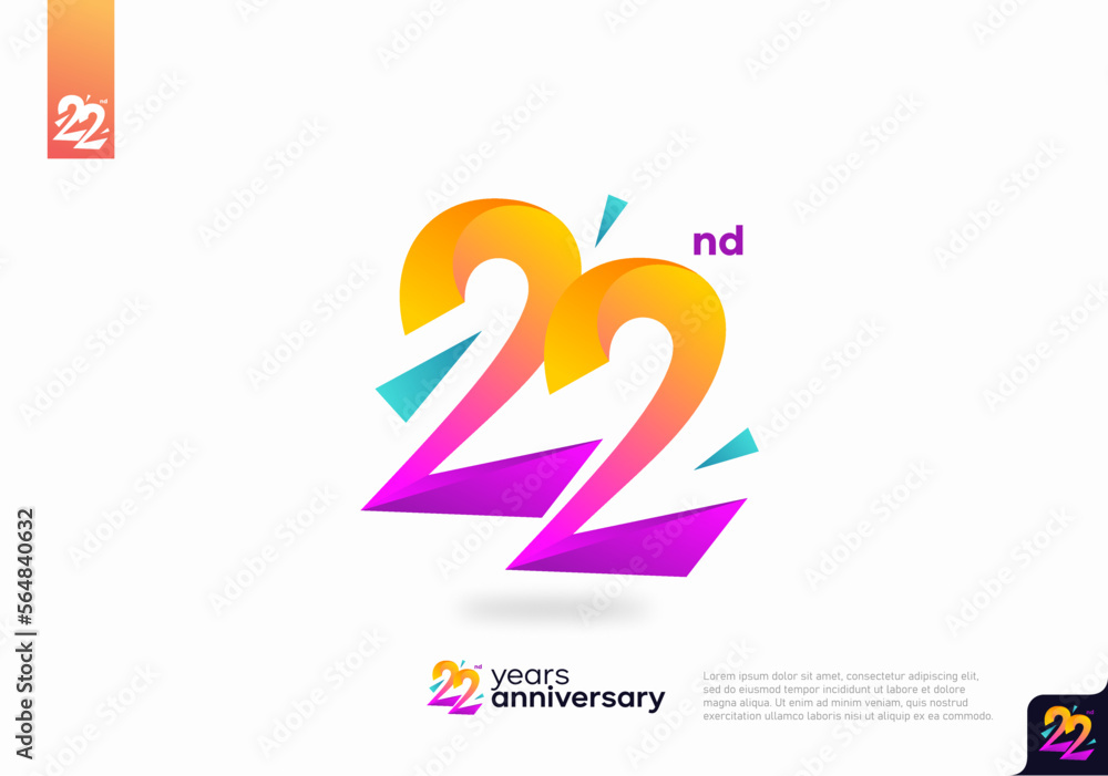 Number 22 logo icon design, 22nd birthday logo number, anniversary 22 ...