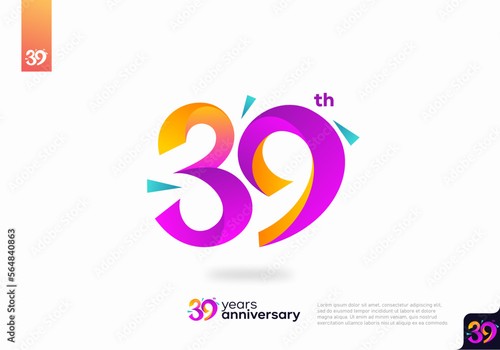 Vetor de Number 39 logo icon design, 39th birthday logo number ...
