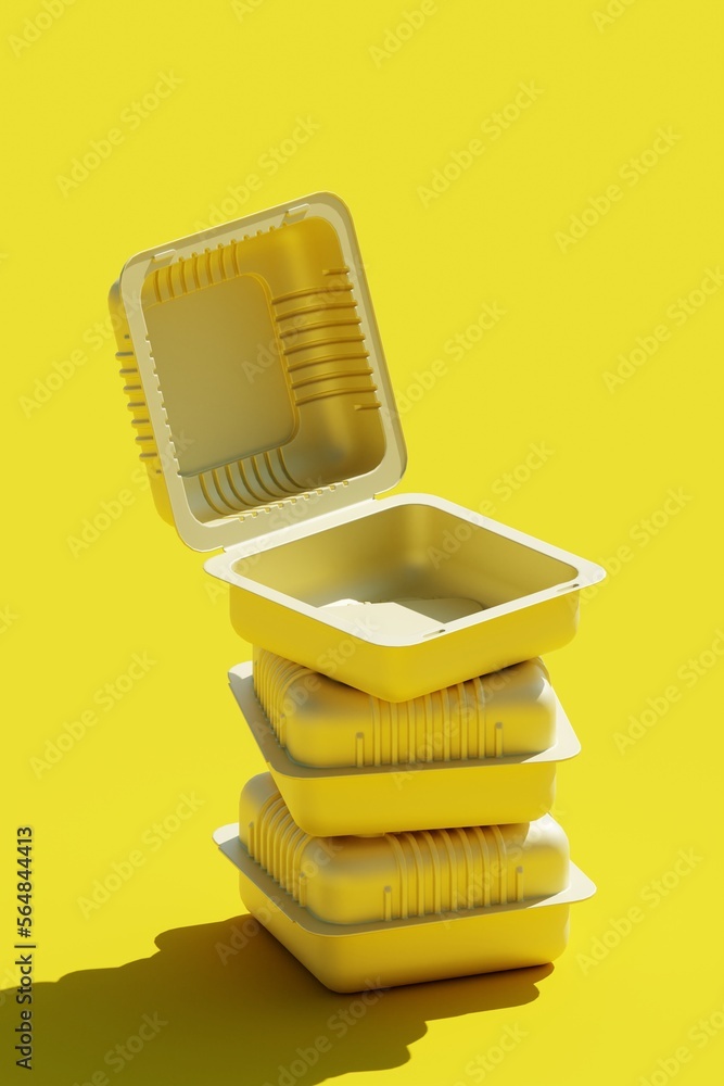 Empty Takeaway burger boxes. Concept 3d illustration. Stock Photo ...