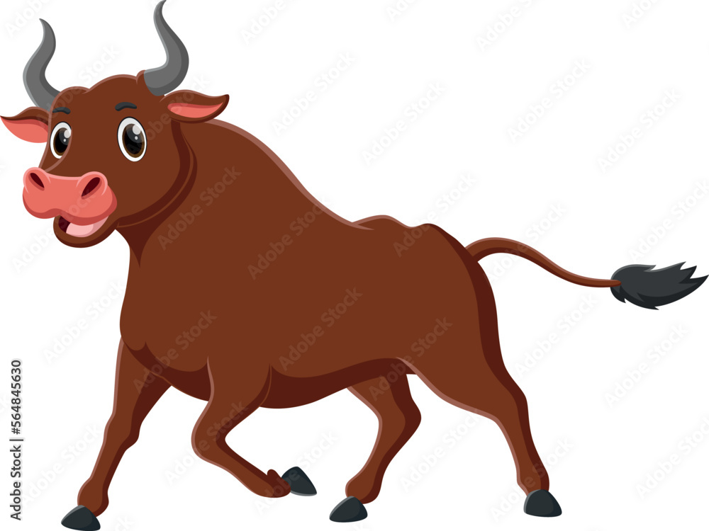 Cartoon Happy bull isolated on white background Stock Vector | Adobe Stock