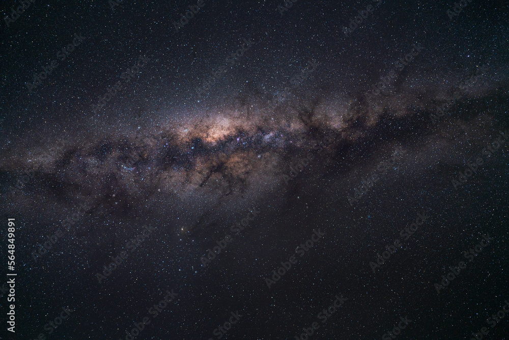 Galactic center or core of the milky way, nebulae and stars at night ...