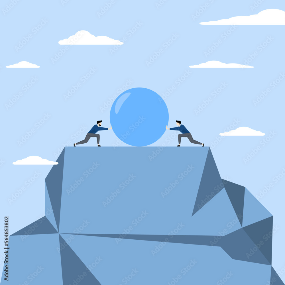 Vetor de Business competition concept, knocking over each other ...