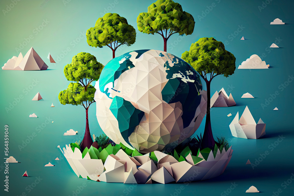 innovative Poster Or Banner Of World Environment Day with low poly tree ...
