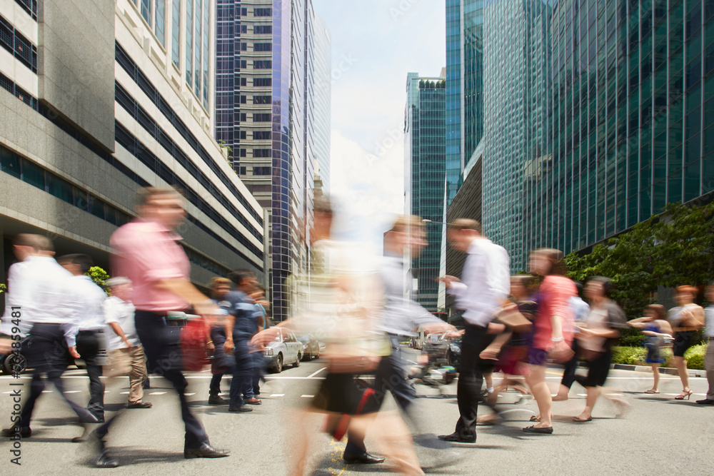 city intersection with people Stock Photo | Adobe Stock