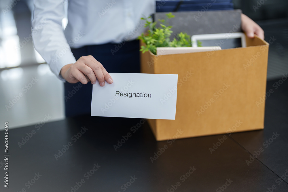 Business people breaking the contract with resignation letter staff ...