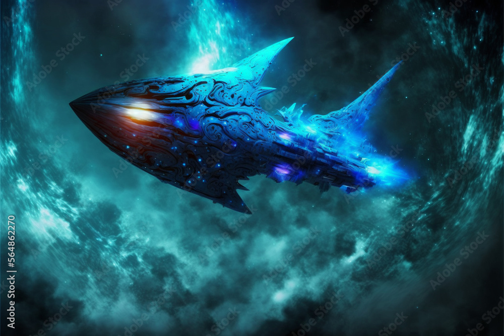 Spaceships in space, futuristic, modern, technology, designed as ...