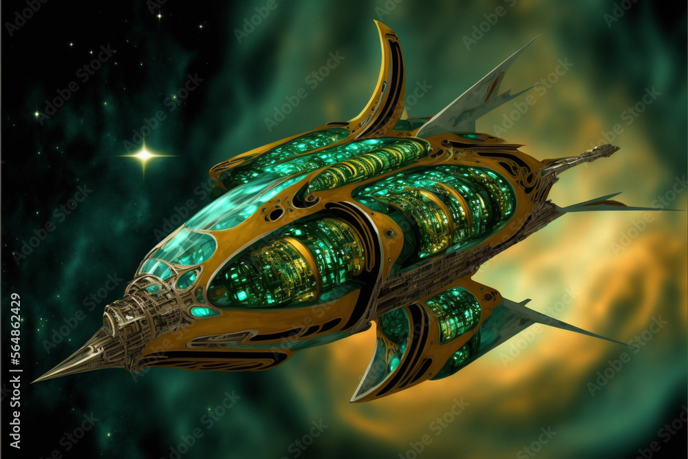 Spaceships in space, futuristic, modern, technology, designed as ...