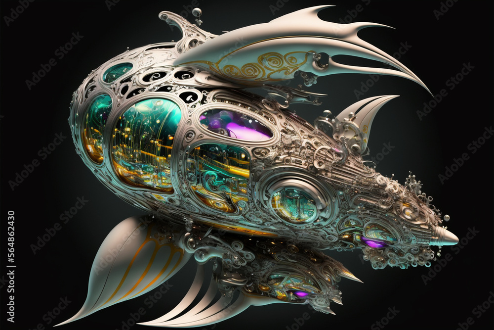 Spaceships in space, futuristic, modern, technology, designed as ...