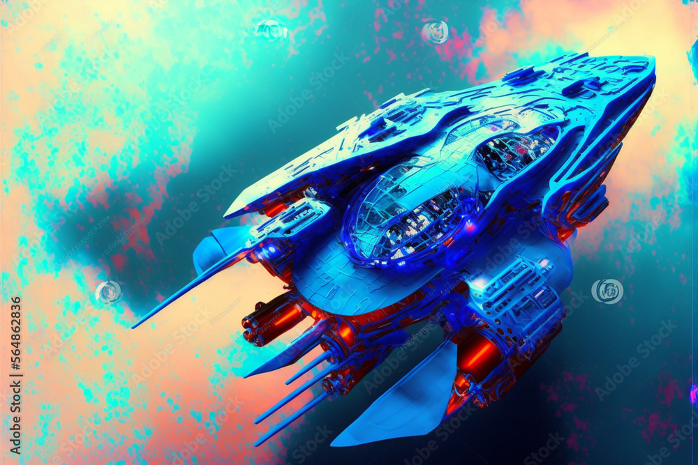 Spaceships in space, futuristic, modern, technology, designed as ...