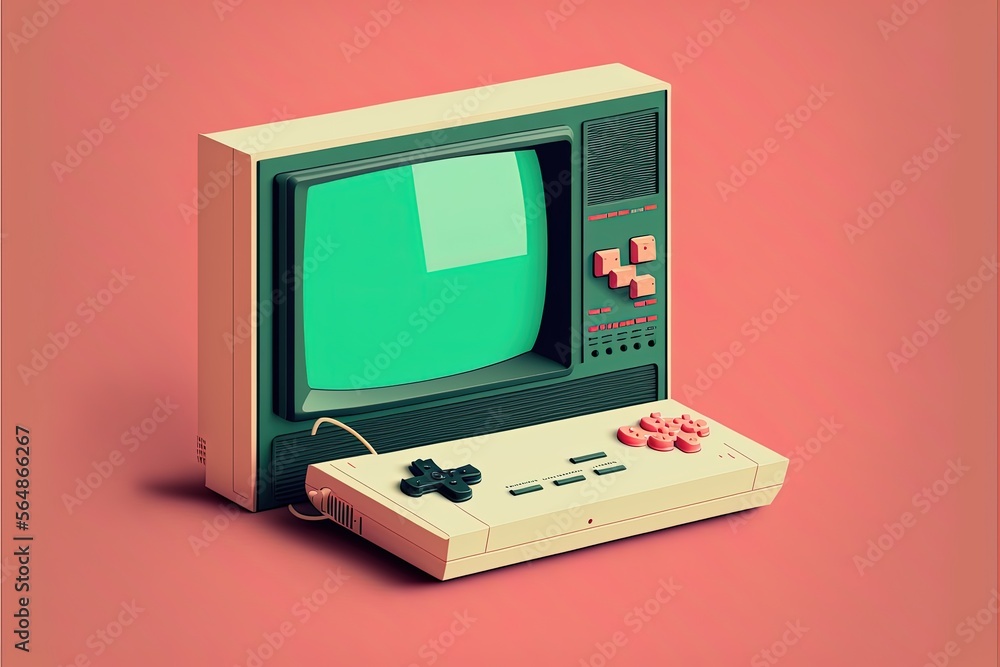 Vintage video game console illustration, retro 80s and 90s. Generative ...