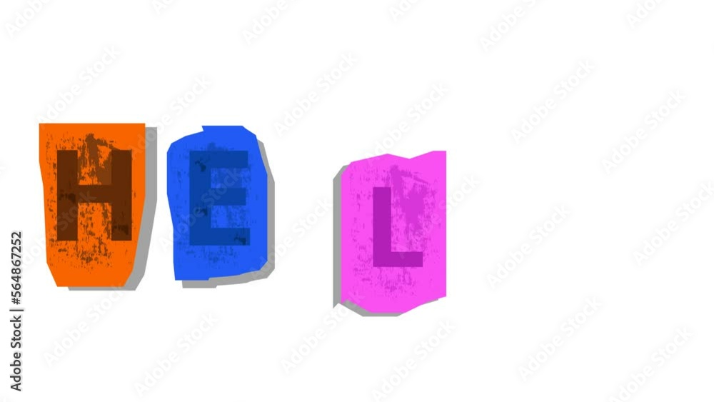 4k animation, alphabet "hello" stop motion on paper cut style various ...