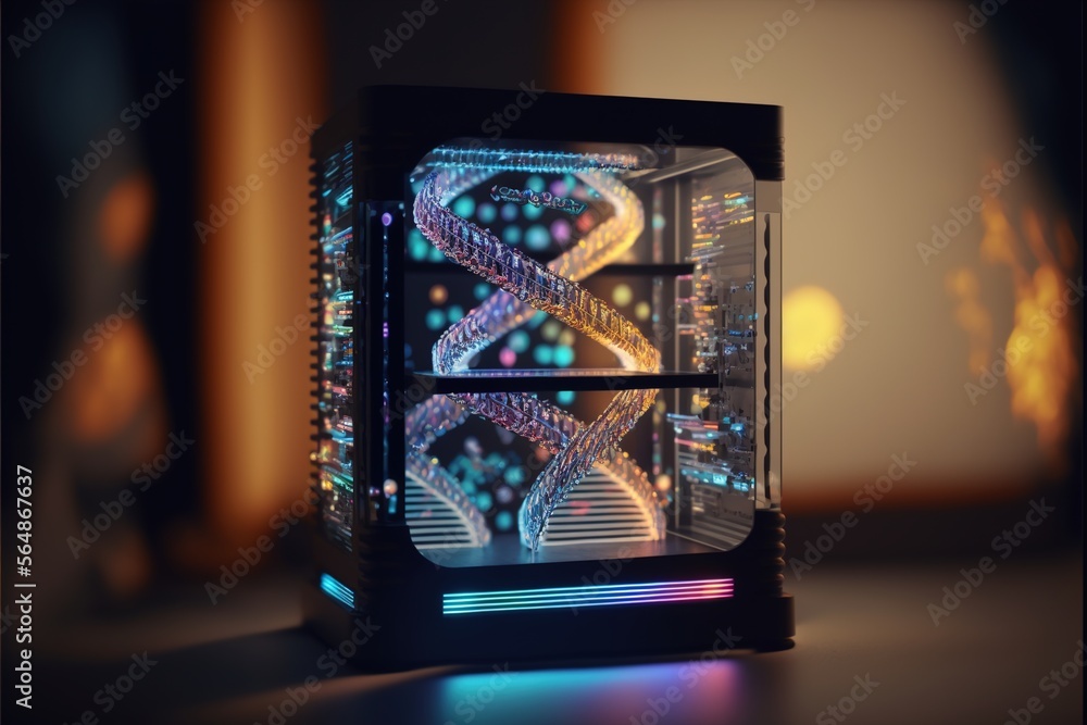 DNA Model in a medical laboratory created with generative ai technology ...