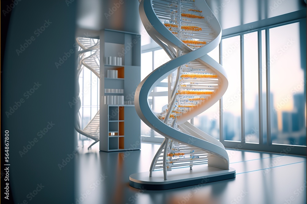 DNA Model in a medical laboratory created with generative ai technology ...
