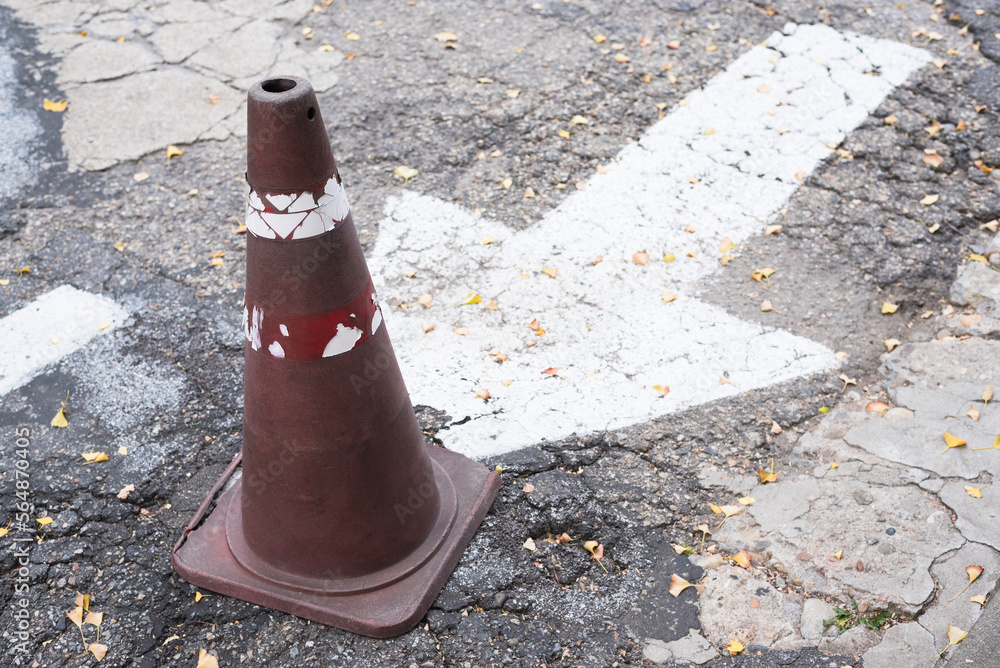 Traffic cones and arrow - Traffic fence Series Stock Photo | Adobe Stock