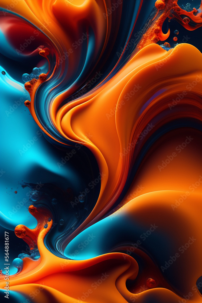 Abstract water splatter and ink, paint digital art for flyers ...