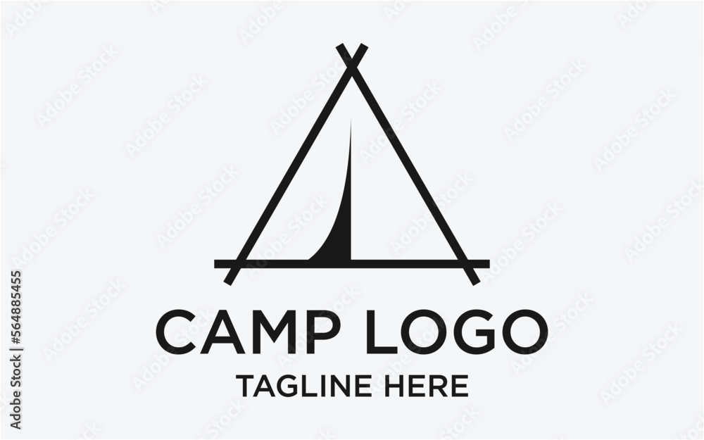 camp logo simple outline design template Stock Vector | Adobe Stock