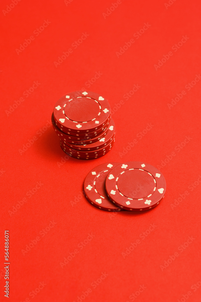 red poker chips stacked Stock Photo | Adobe Stock