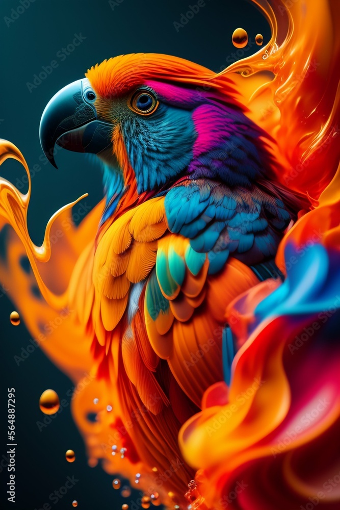 Colorful digital concept art of a parrot Stock Illustration | Adobe Stock