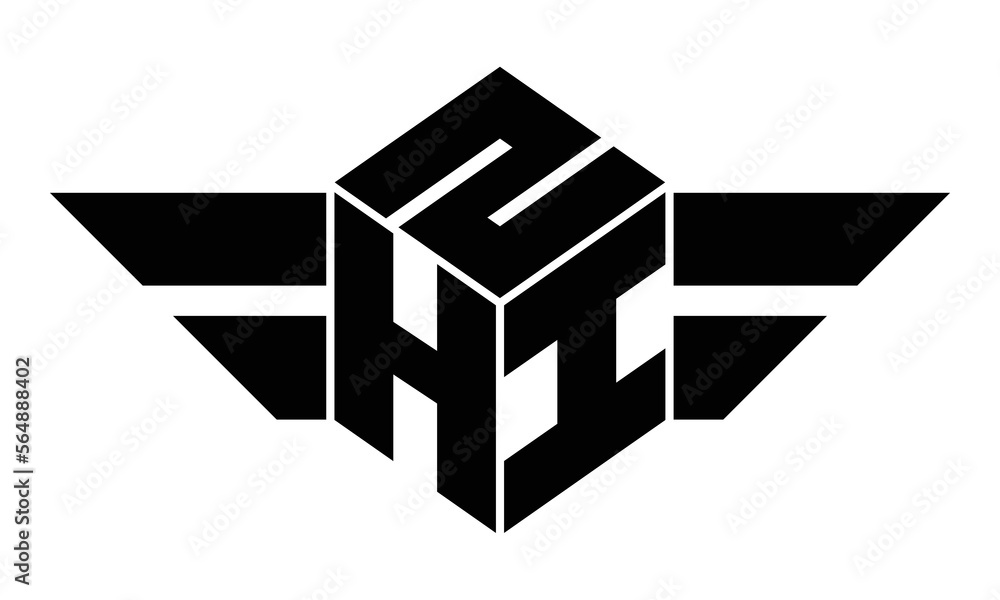 ZHI three letter gaming logo in polygon cube shape logo design vector ...