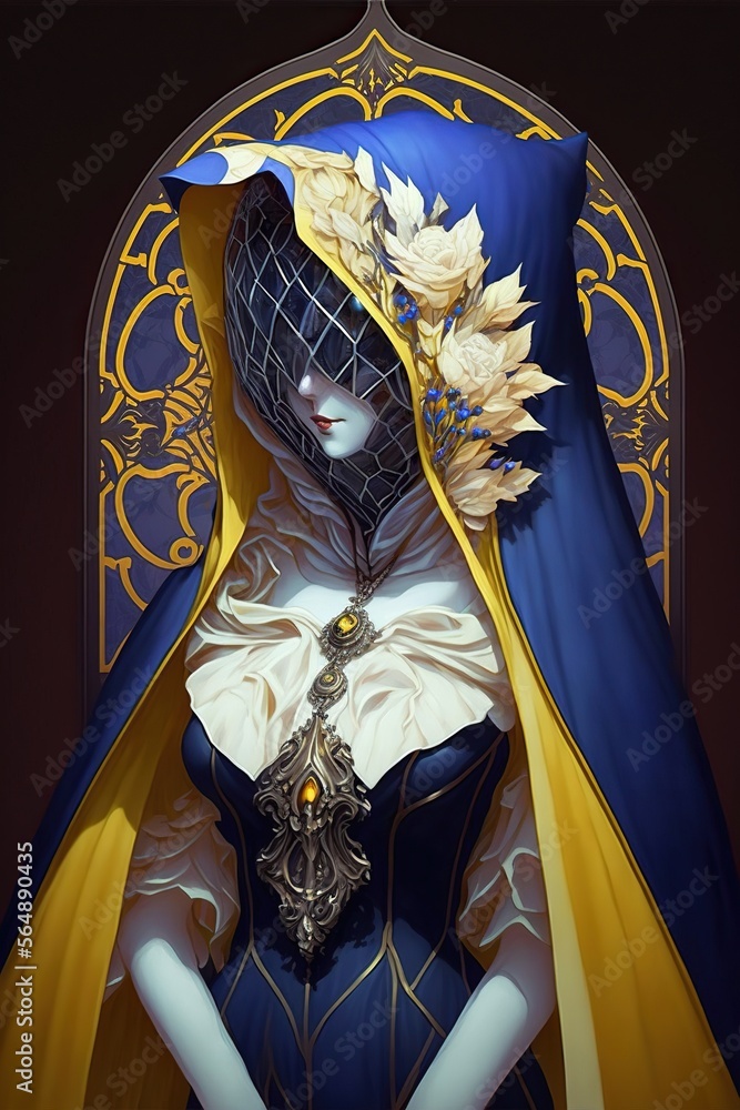 Beautiful Anime Girl in Crystal Veil Plague Mask: Formal Kawaii ...