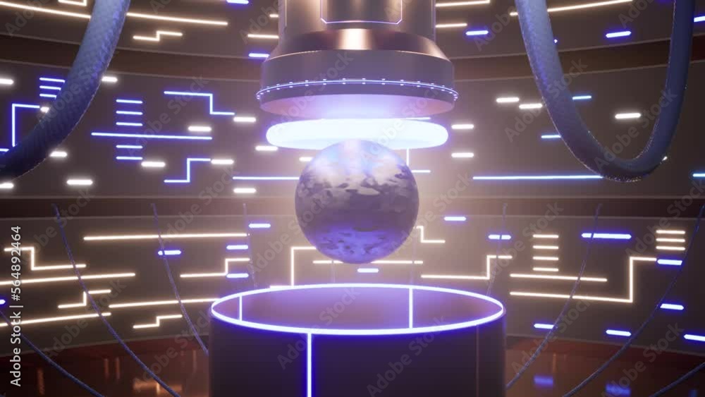 Artificial Intelligence ( AI ) system, computer vision, deep learning, , with glowing neon ...