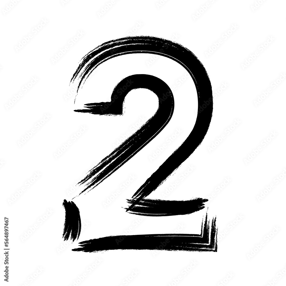 brush stroke hand drawn PNG image with transparent background 2 number ...