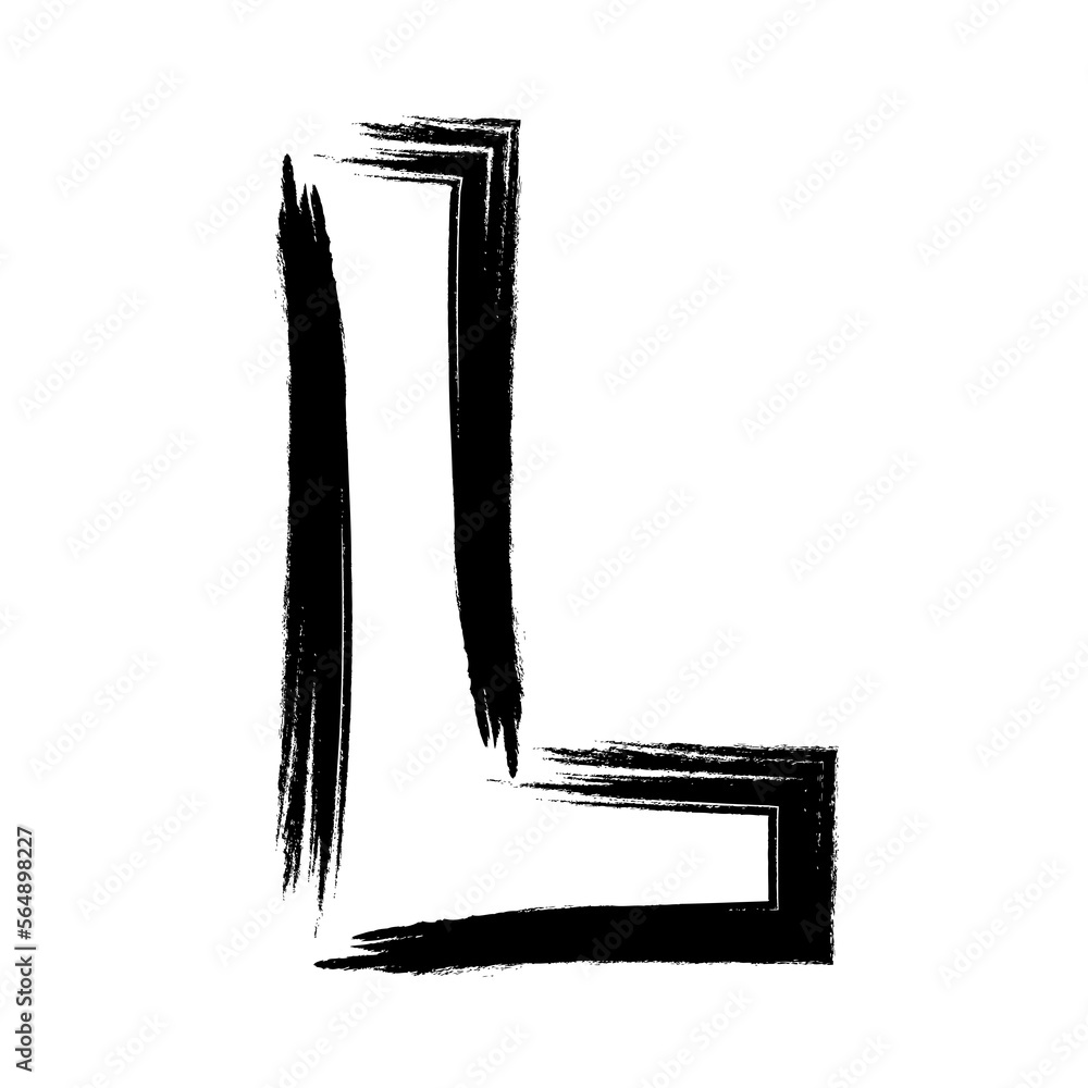 brush stroke hand drawn PNG image with transparent background L letter ...