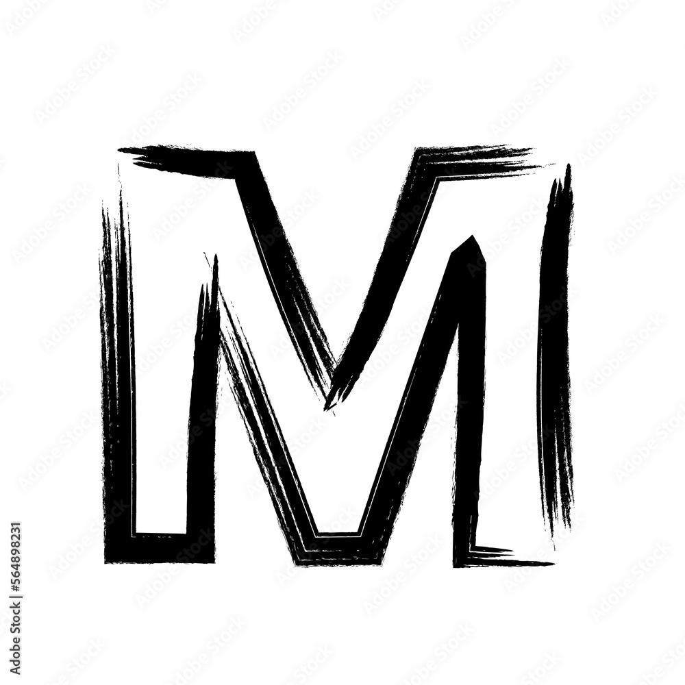 brush stroke hand drawn PNG image with transparent background M letter ...
