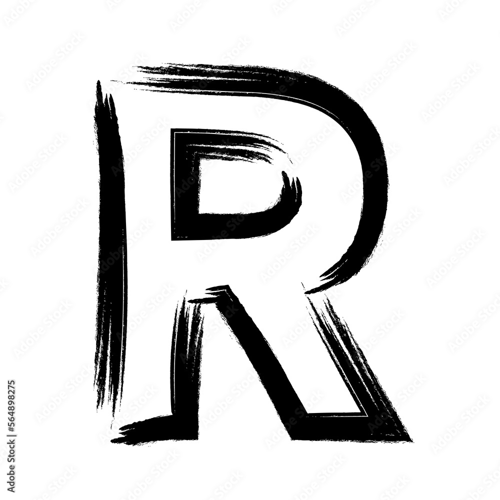 brush stroke hand drawn PNG image with transparent background R letter ...