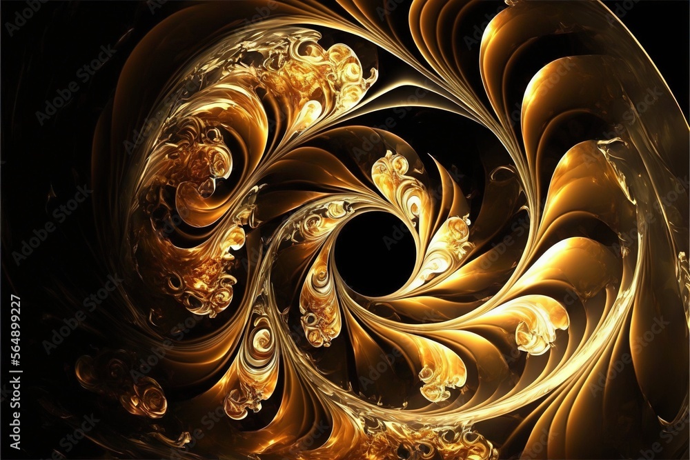 a computer generated image of a golden spiral design on a black ...