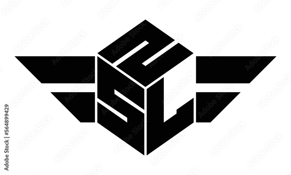 ZSL three letter gaming logo in polygon cube shape logo design vector ...