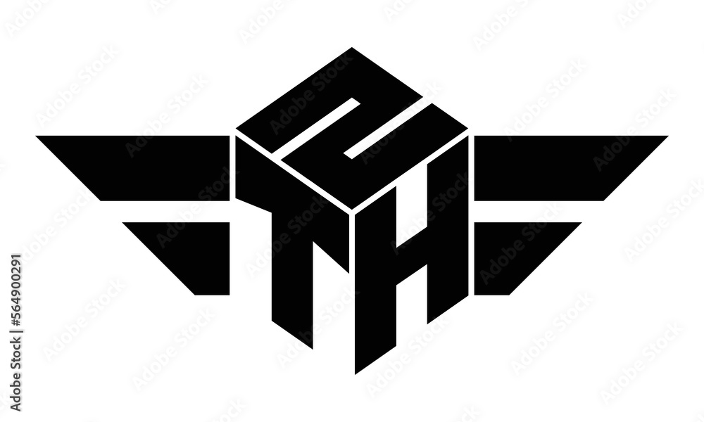ZTH three letter gaming logo in polygon cube shape logo design vector ...