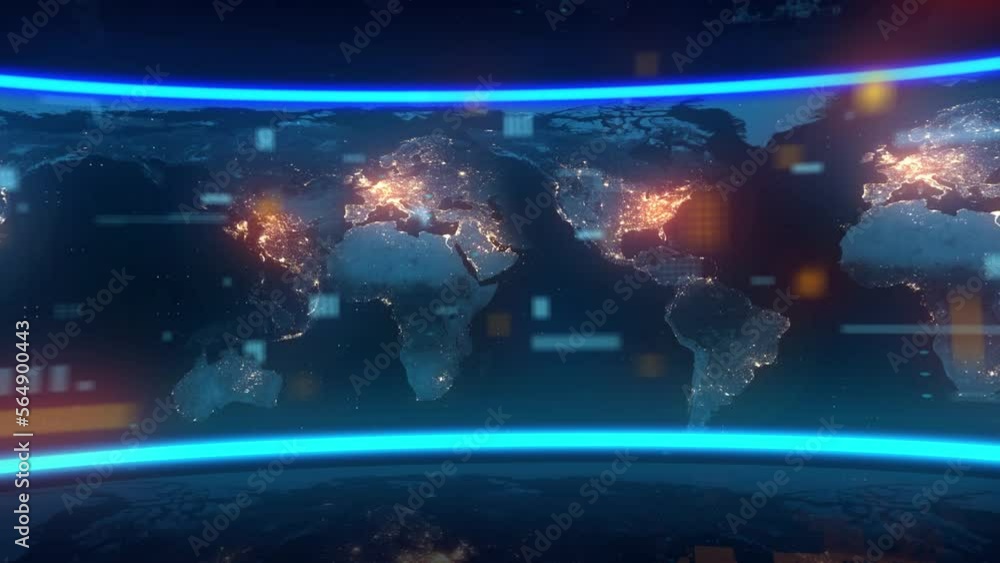 Map of the planet. World map. Global social network. Future. Blue ...