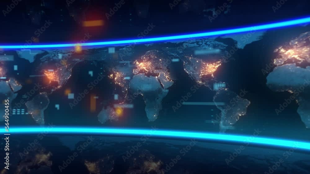 Map of the planet. World map. Global social network. Future. Blue ...