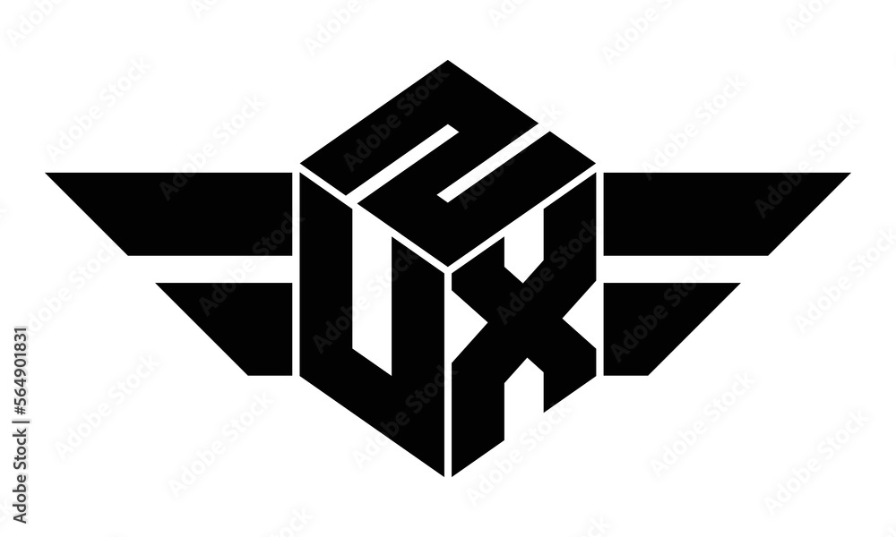 ZUX three letter gaming logo in polygon cube shape logo design vector ...