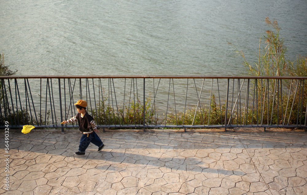 Little Asian boy, catching insects Stock Photo | Adobe Stock