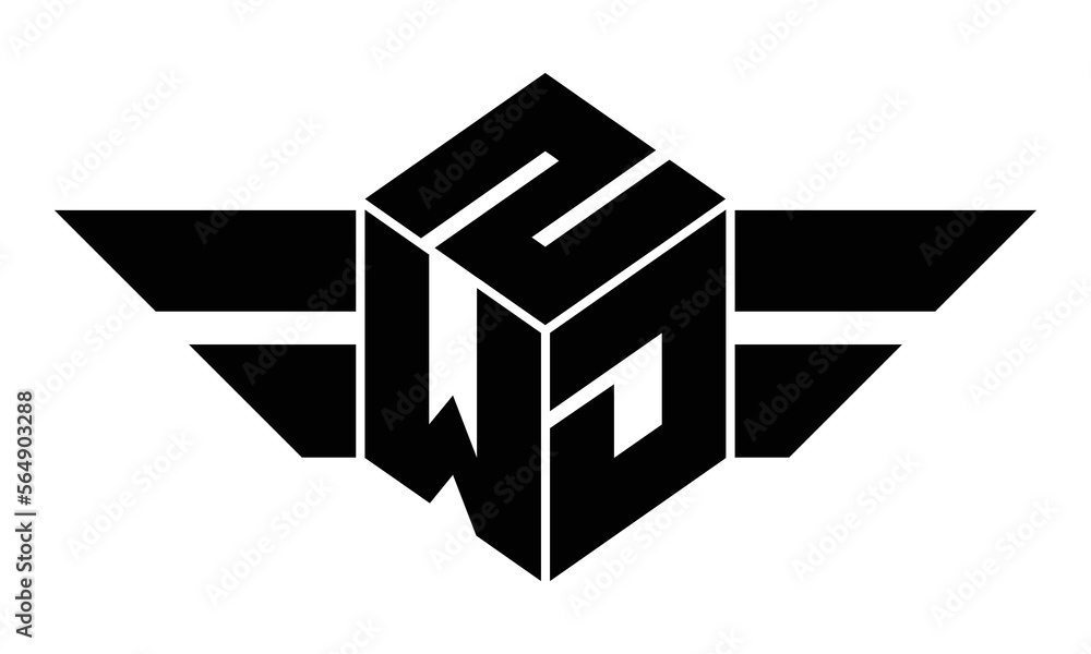 Vetor de ZWD three letter gaming logo in polygon cube shape logo design ...