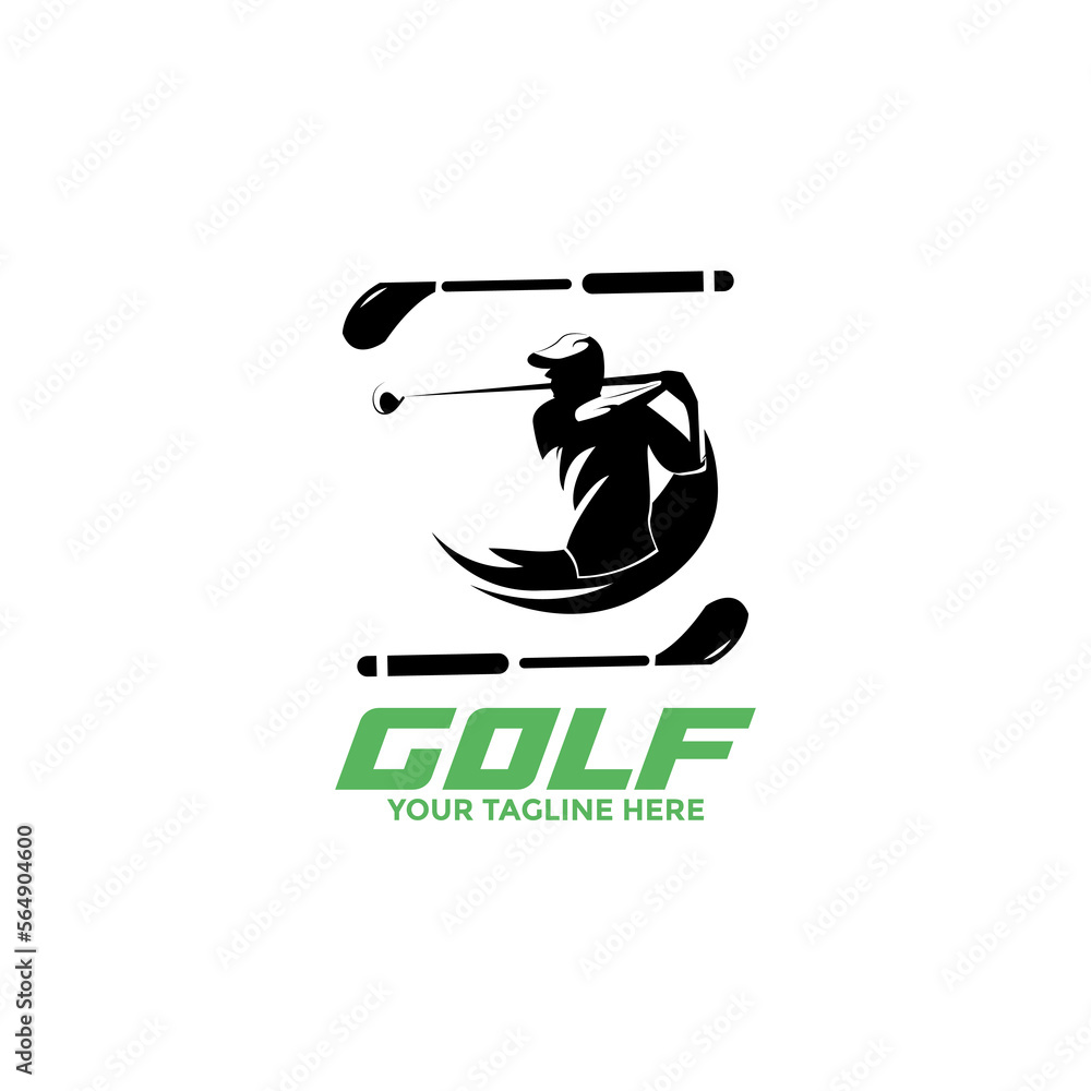 Golf club sport icons and badges. Vector symbol of golf player ...