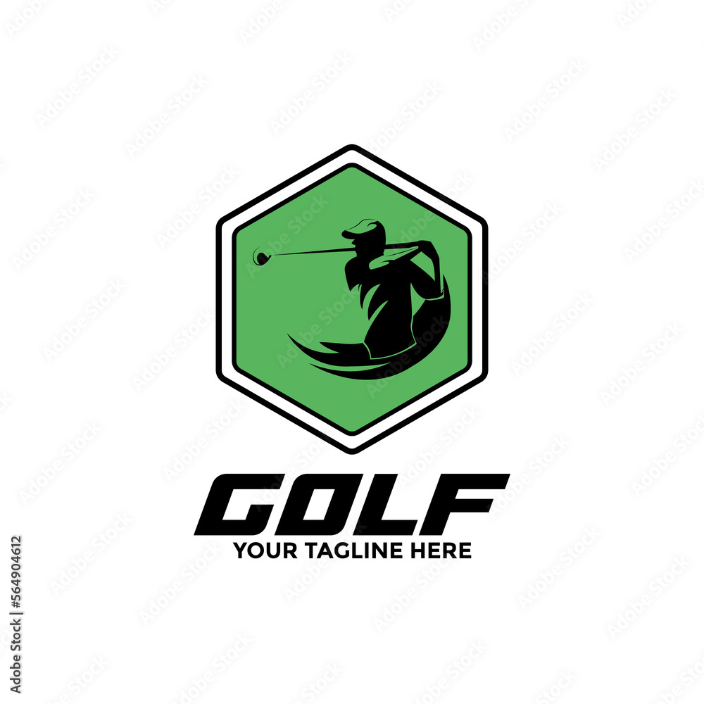 Golf club sport icons and badges. Vector symbol of golf player ...