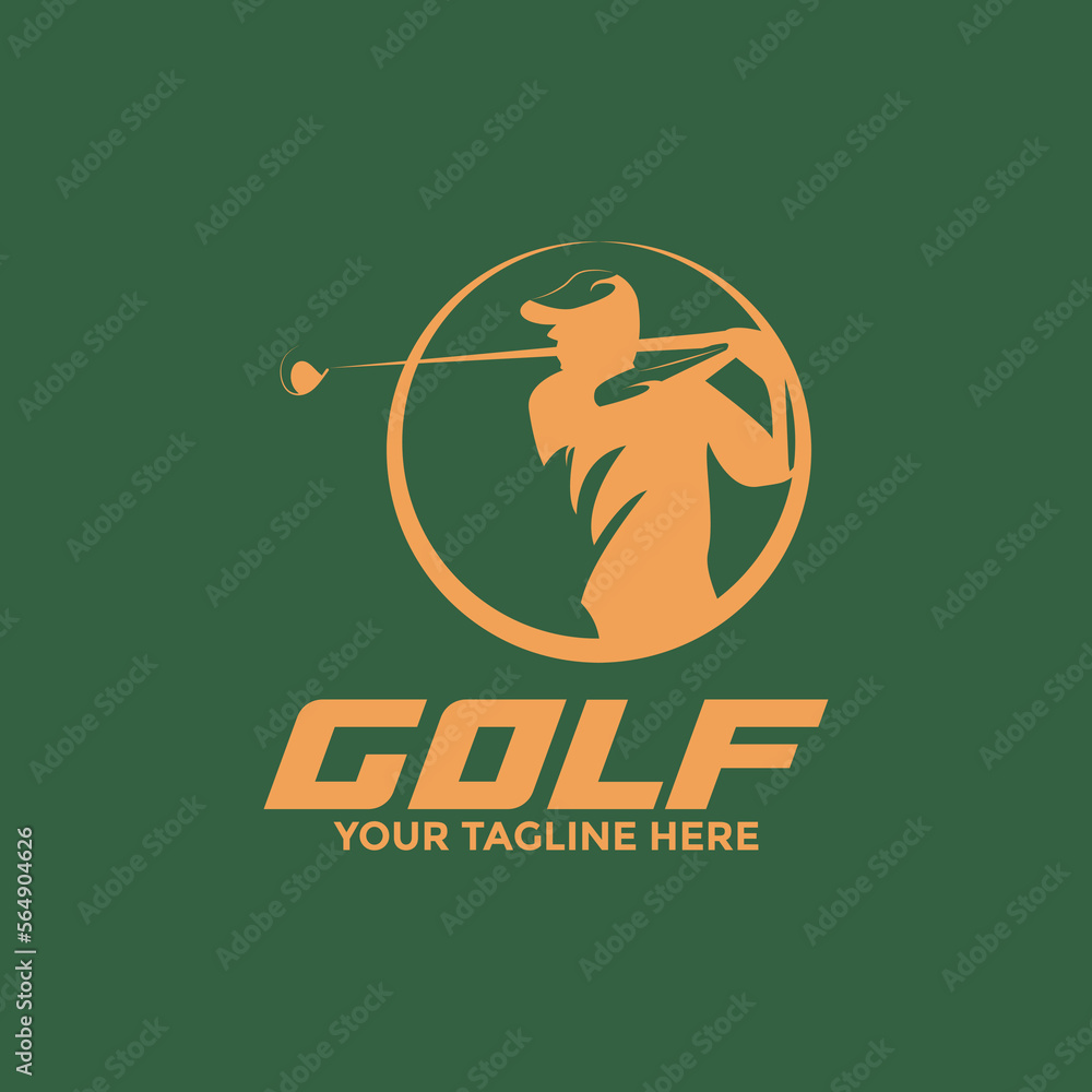 Golf club sport icons and badges. Vector symbol of golf player ...