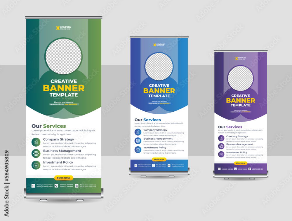 Roll up banner design template, Business banner layout. vertical ...