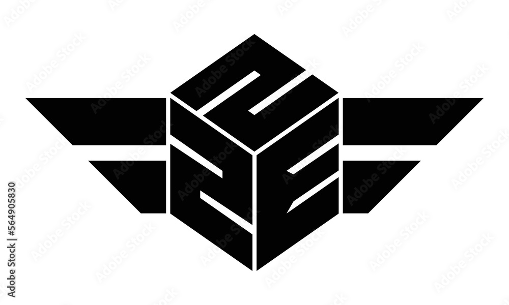 ZZE three letter gaming logo in polygon cube shape logo design vector ...