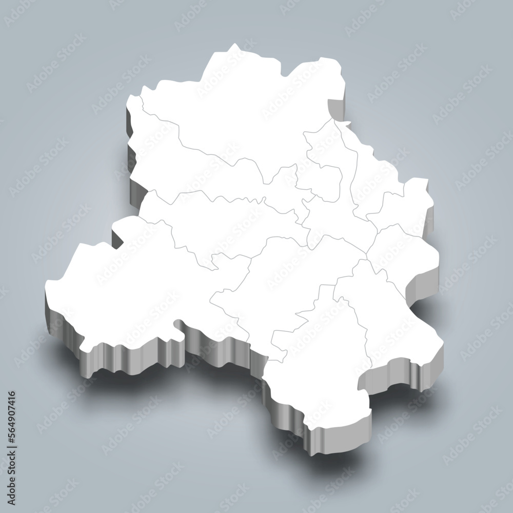 Delhi 3d district map is a union territory of India Stock Vector ...