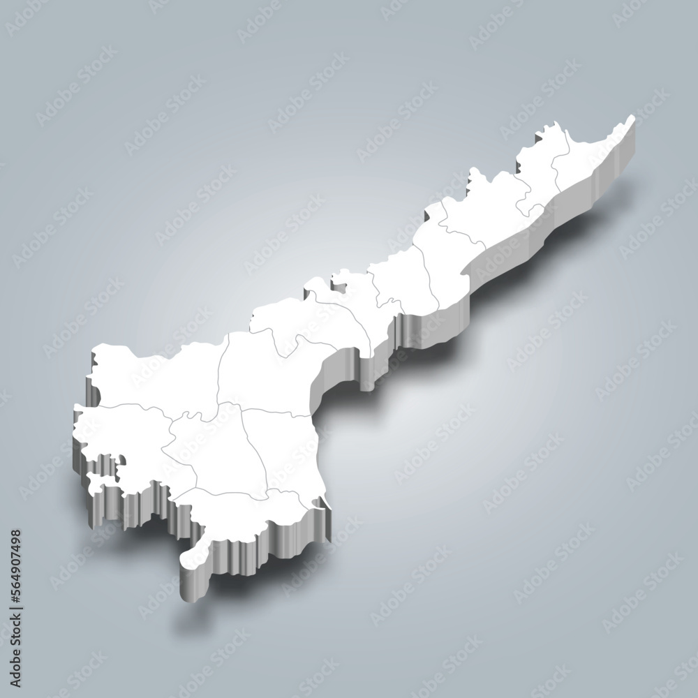 Andhra Pradesh 3d district map is a state of India Stock Vector | Adobe ...
